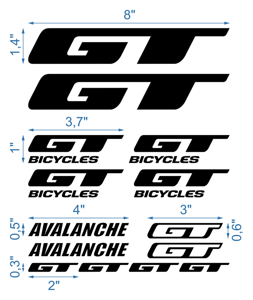 GT Die-Cut Decals Stickers Bicycle Graphics Autocollant Aufkleber ...