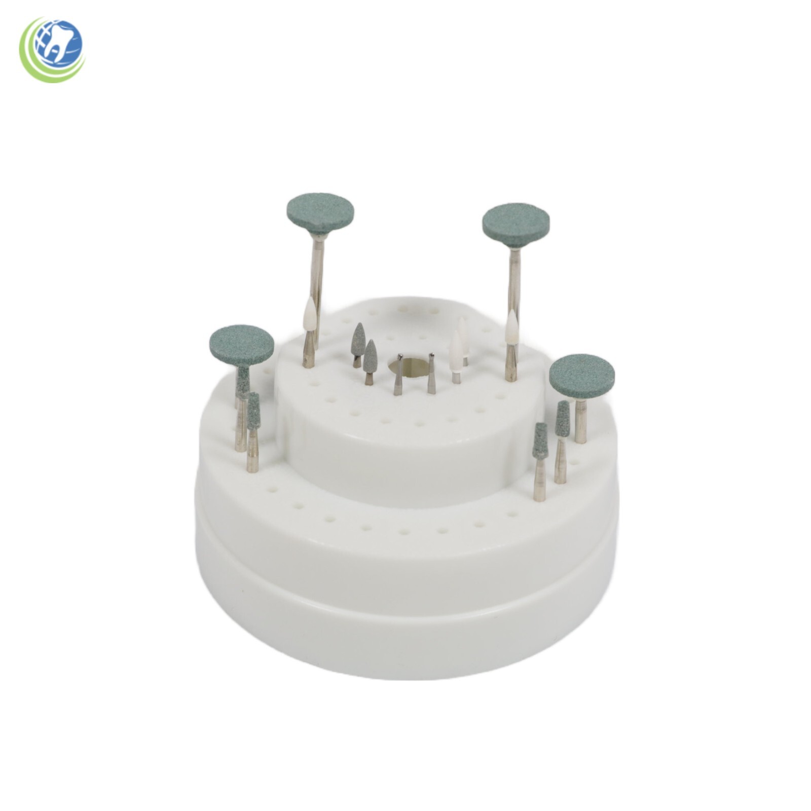 Round Dental Bur Block Holder Station with Lid - Plastic Holds 60 Burs ...