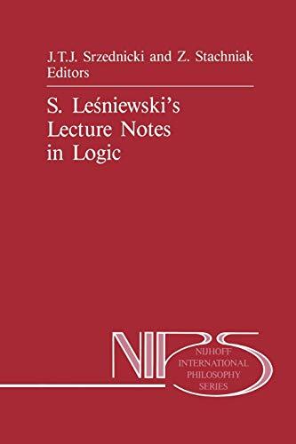 S. Lesniewski's Lecture Notes in Logic 9789401077309| eBay