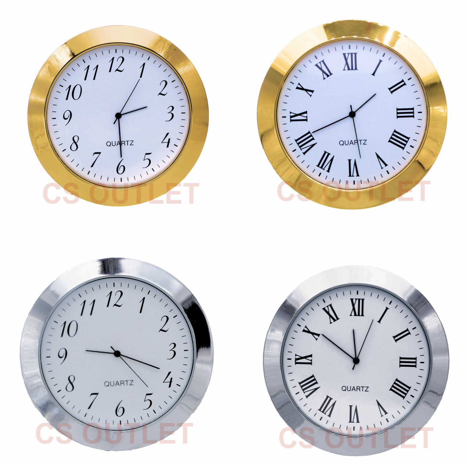 33mm Metal Bezel fit 30mm Hole, Clock / Watch Insert, White Dial - NO ...