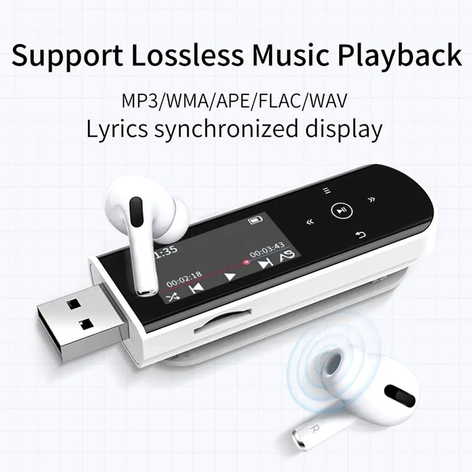 RUIZU Clip MP3 Player w/ Earphone Bluetooth 5.0 Portable Music Player ...