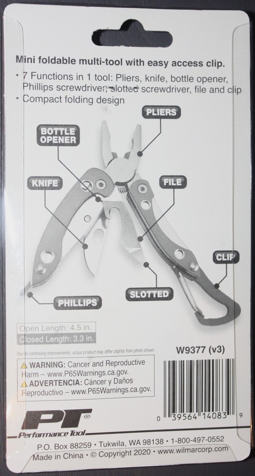 PERFORMANCE TOOL W9377 7-in-1 Mini Multi-Tool. Compact and Versatile ...
