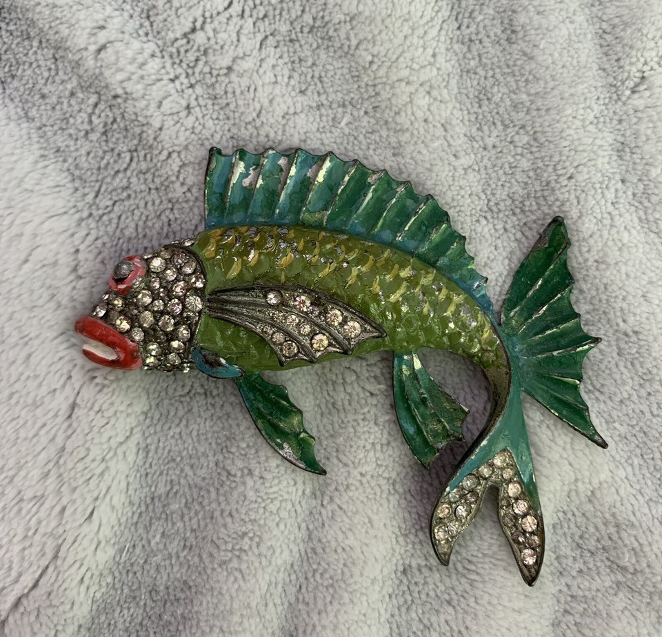Beautiful Vintage Estate Jose Rodriguez Rhinestone Fish Pin Brooch | eBay