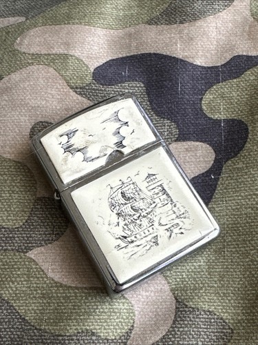 1989 Vintage Zippo Lighter - Ivory Scrimshaw Ultralite - Ship ...