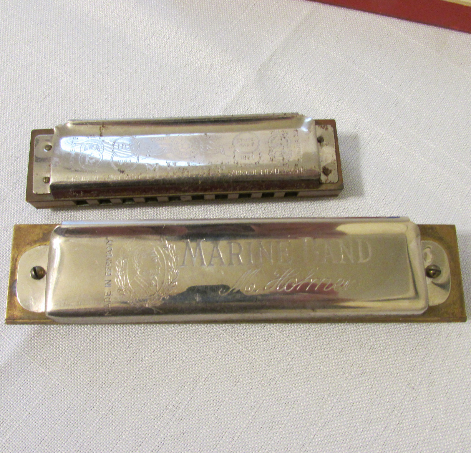 Two Vintage M Hohner Marine Band Harmonicas One in Box Key of C Germany ...