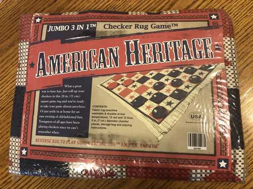 Jumbo Checkers Set 3-in-1 Tic Tac Toe Game with 24 Checker Pieces ...