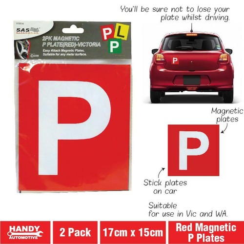 2 Pcs Red P PLATE Driver Magnetic Plate Car Licence VIC WA | eBay