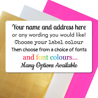 260 Personalised Address Labels WHITE SILVER GOLD PINK Printed Small ...