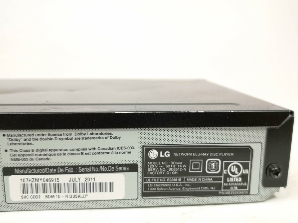 LG Blu Ray Disc Player Model BD640 NO REMOTE | eBay