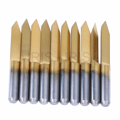 10pcs Titanium Coated Carbide PCB Engraving CNC Bit Router Tools 45° 0 ...