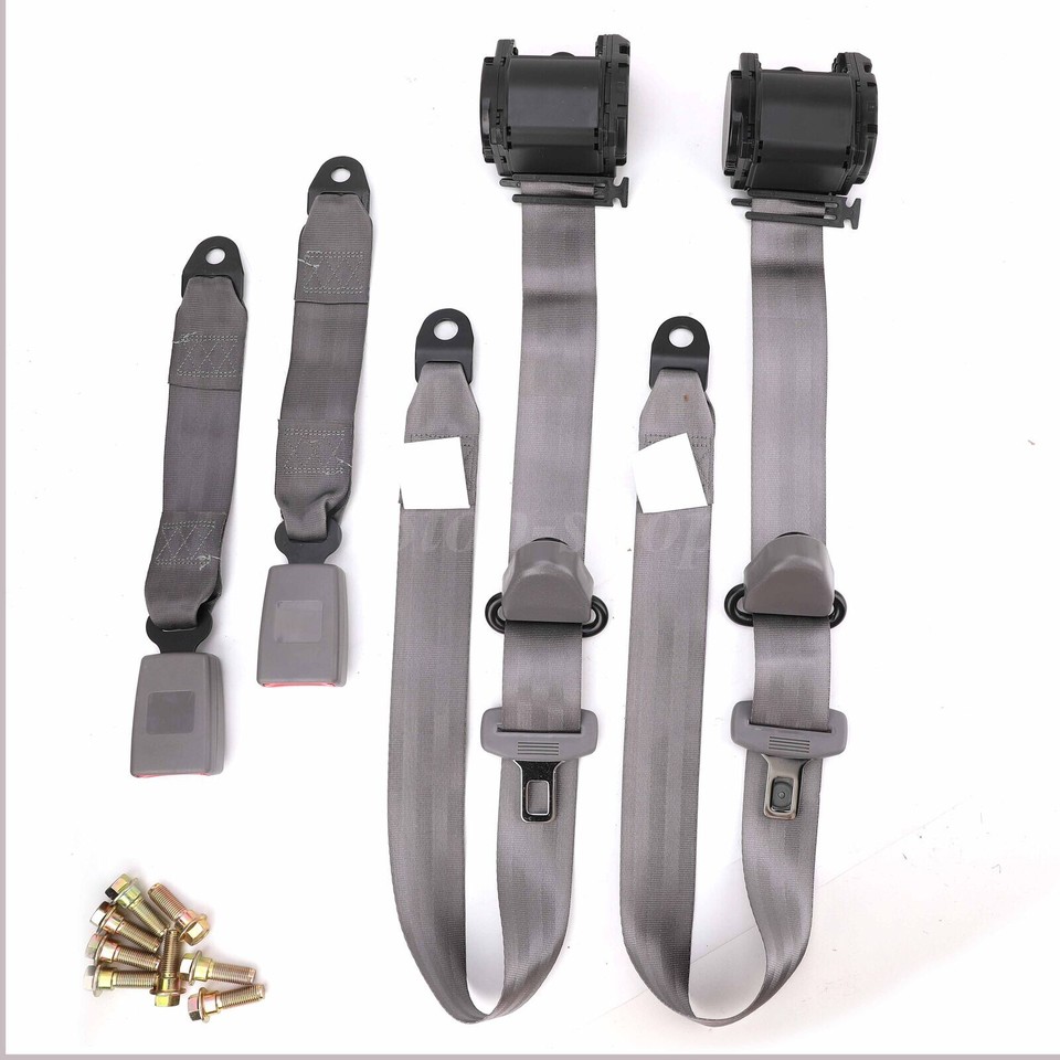 2 Set 3 Point Retractable Car Safety Seat Belt Lap Diagonal Belt ...