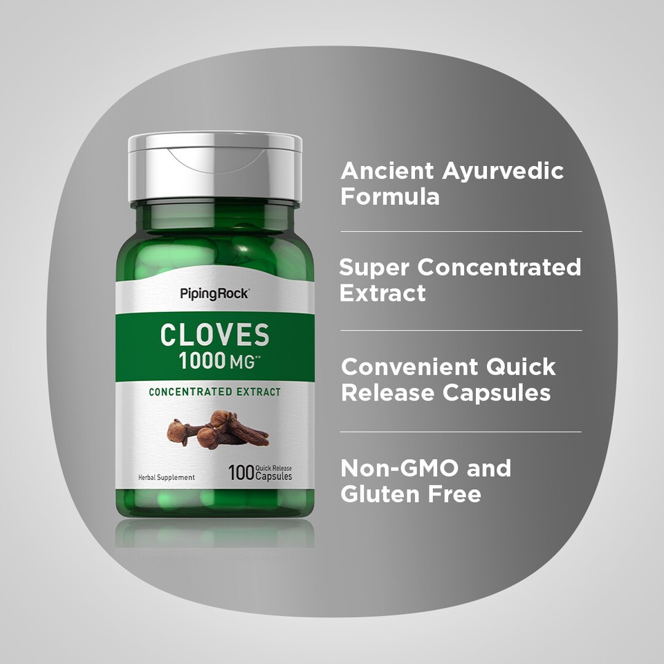 Cloves Capsules | 1000mg | 100 Capsules | Non-GMO Supplement | by ...