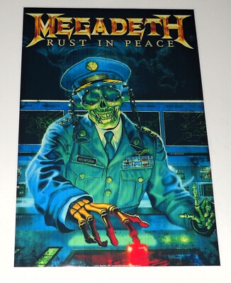Large Megadeth RUST IN PEACE Metal 1990 Promo Dave Mustaine Poster 19 ...