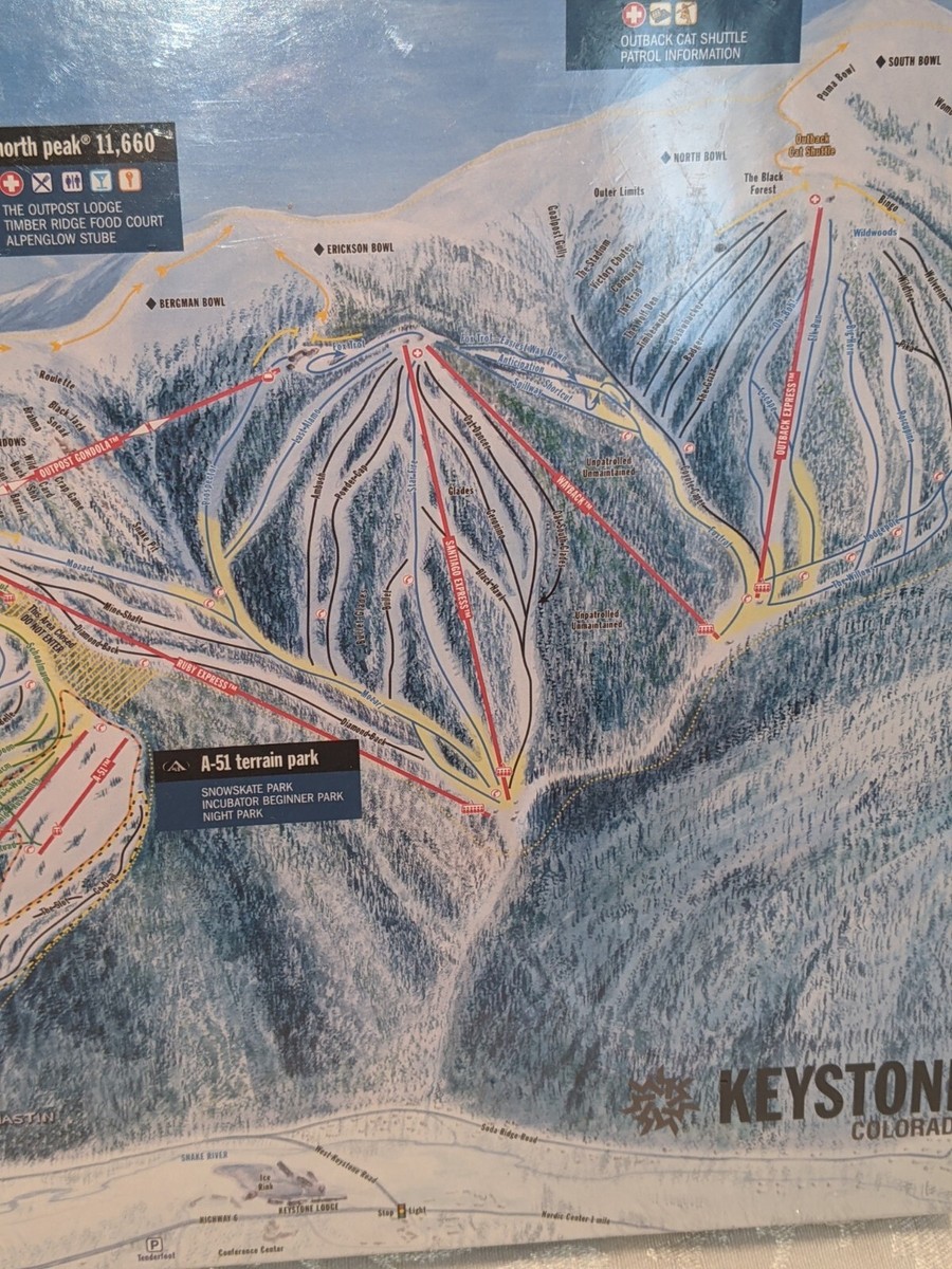 Keystone Colorado Trail Map Keystone Ski Trail Map Framed Print