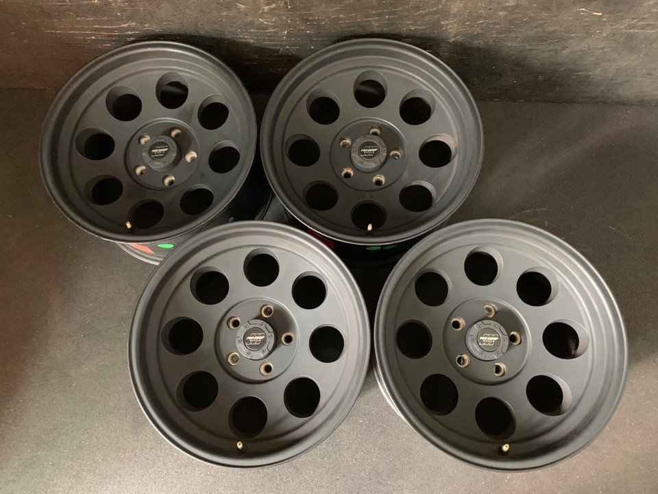 (4) Pro Comp 69 Vintage Flat Black Wheels Rims + Caps 17x9 et-6 5x127 ...