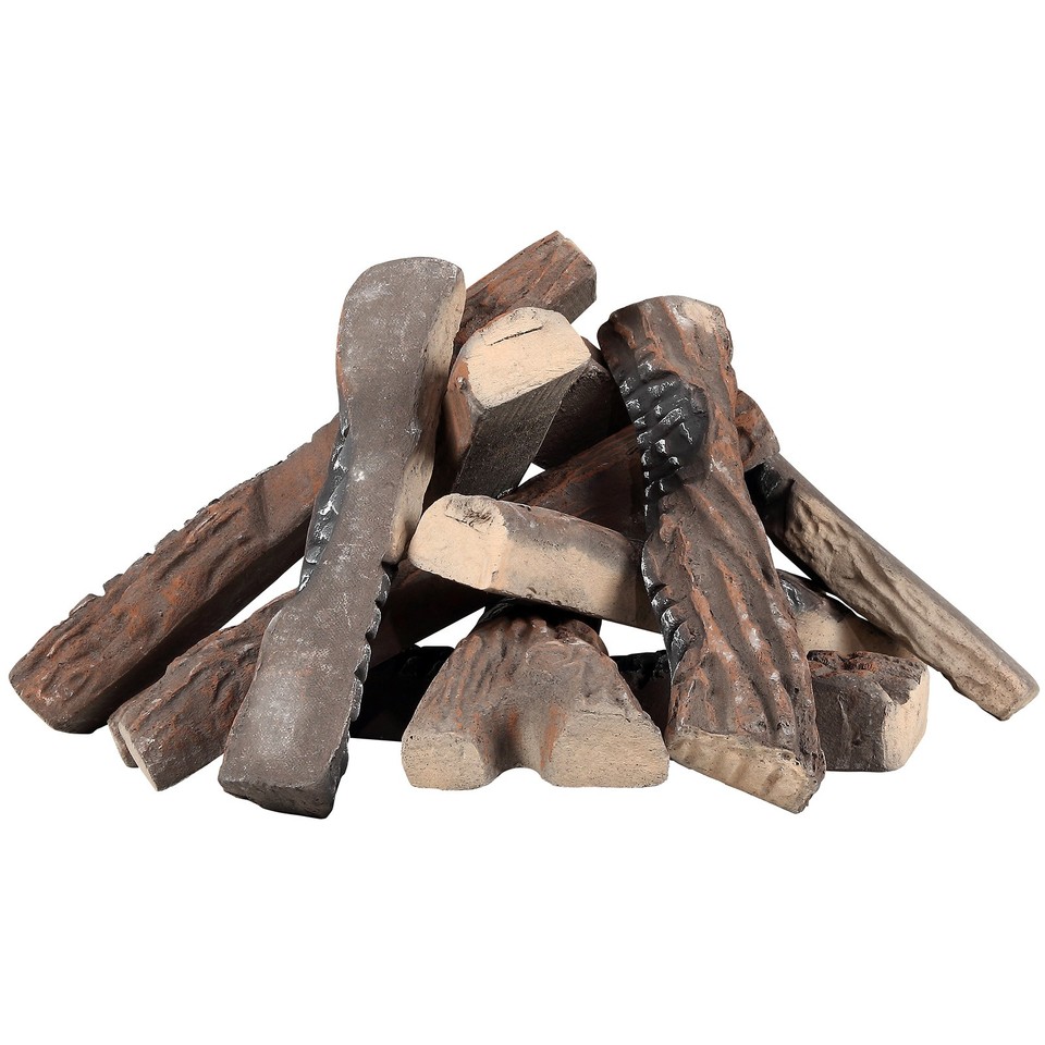 10 Pcs Gas Fireplace Logs Large Ceramic Logs for Fireplace Decorative ...
