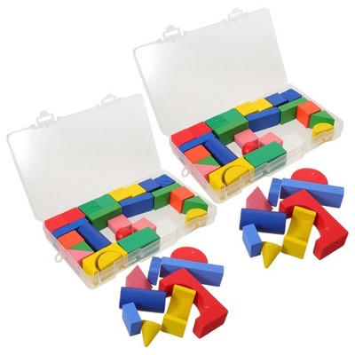 68 Pcs Geometry Teaching Aids for Students Set Geometric Solid Wood ...