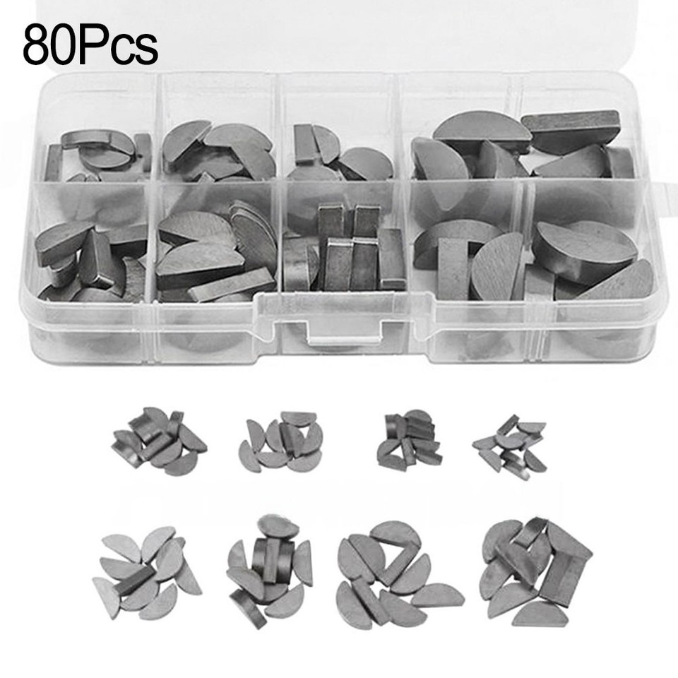 80pcs Metric Half Moon Keys Carbon Steel Set for Shaft Crank and ...