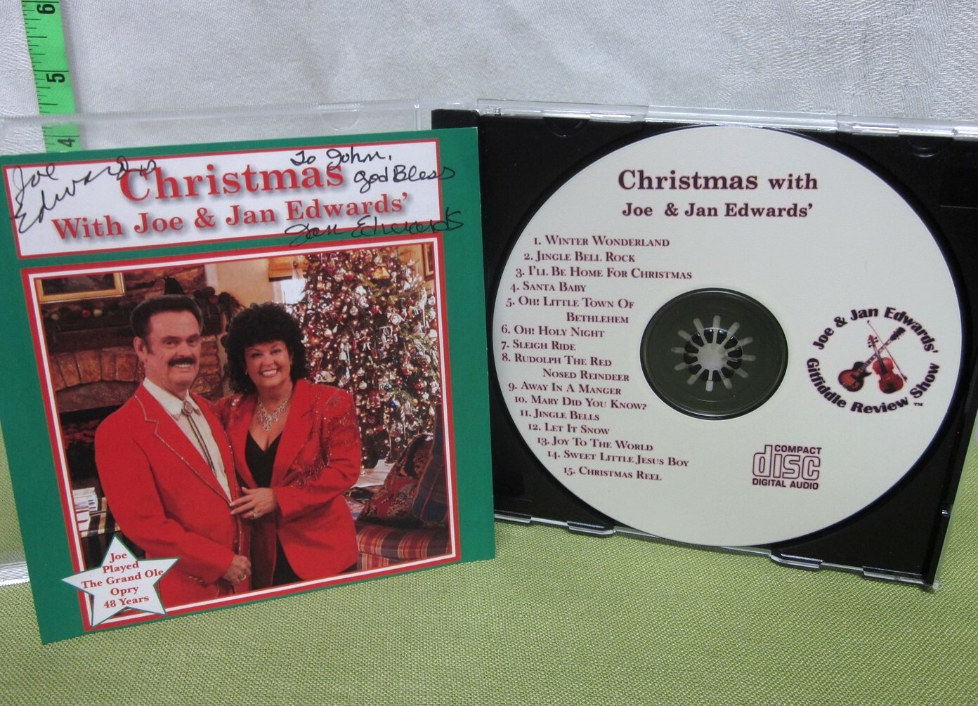 JOE & JAN EDWARDS Christmas autograph CD Grand Ole Opry country couple ...
