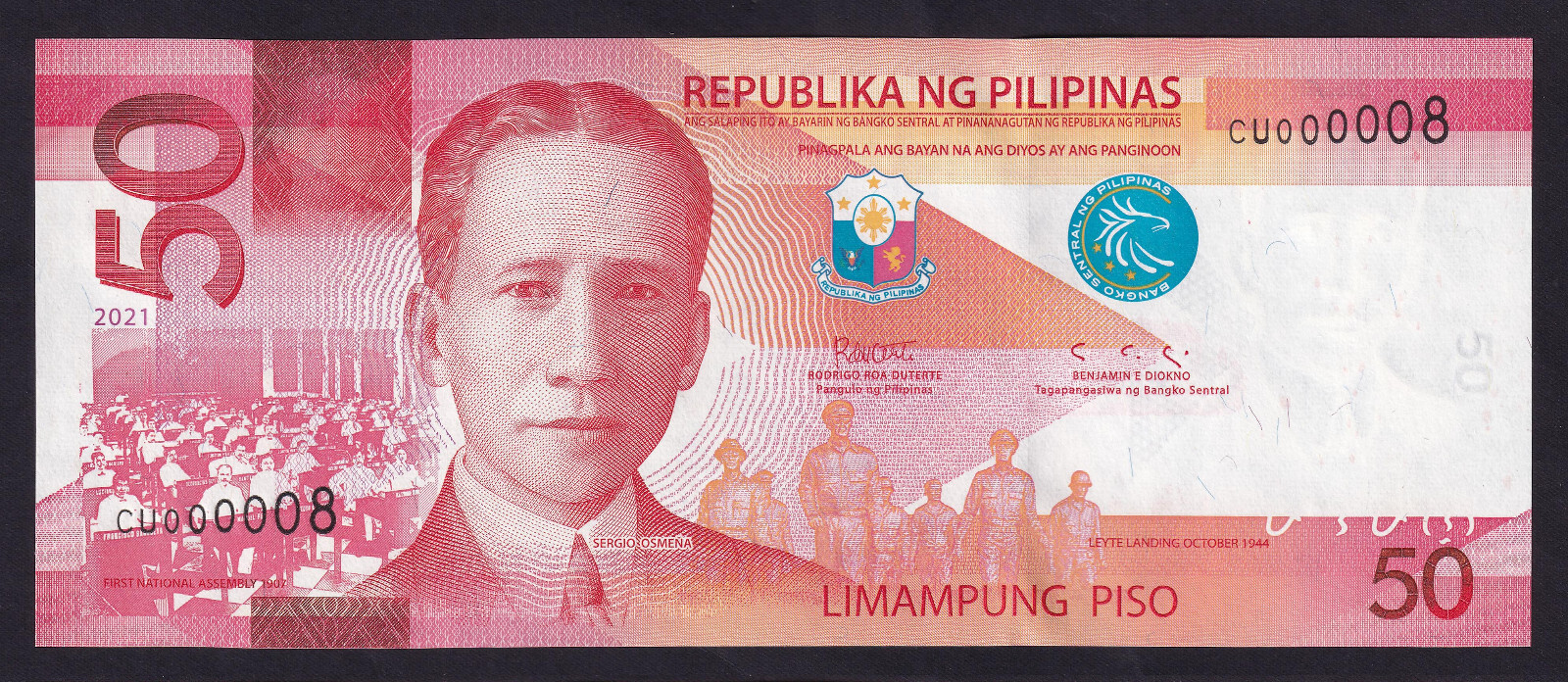 2020 NEW GENERATION 50 Pesos Duterte LOW SERIAL NO. 2 Philippine ...