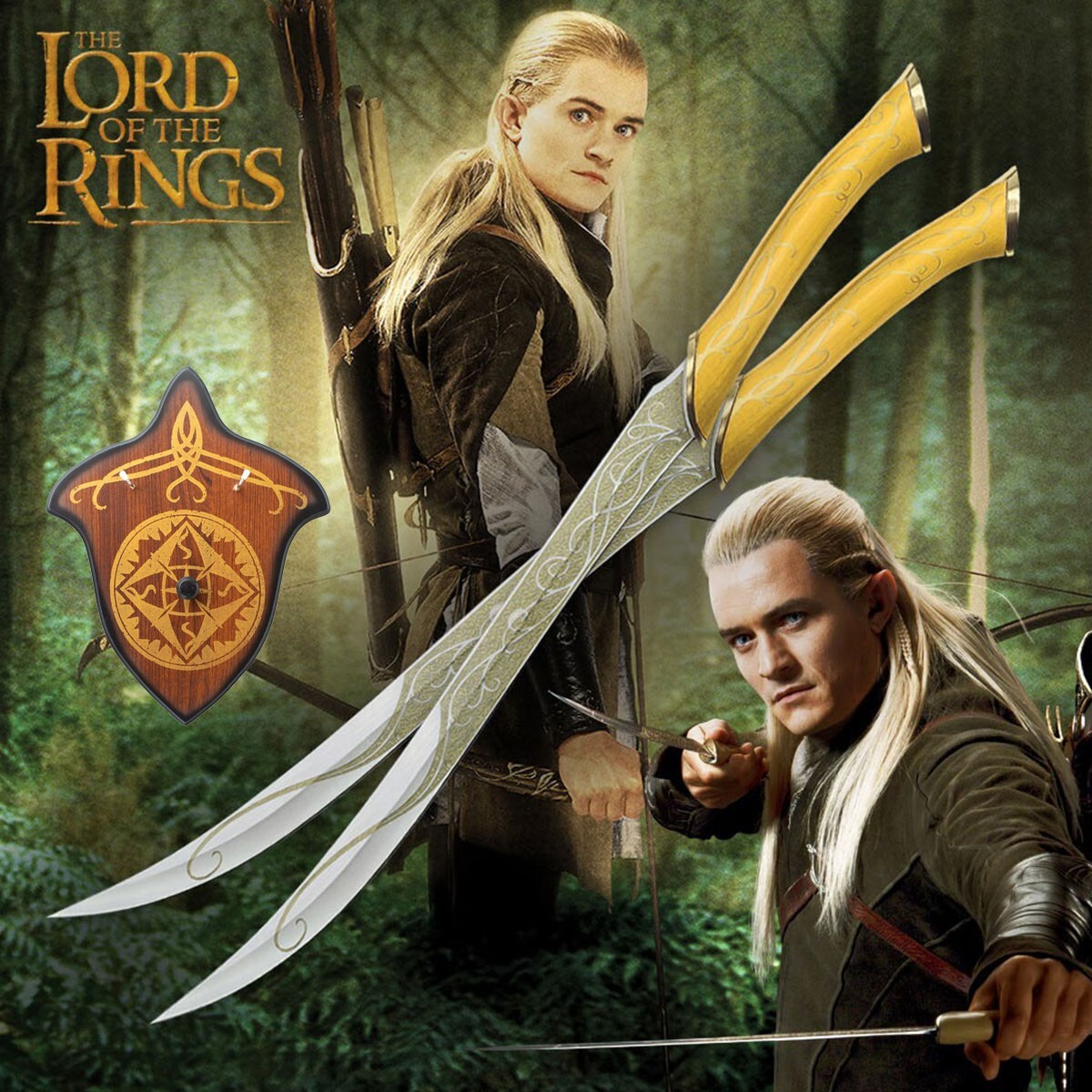 LORD OF THE RINGS - LEGOLAS GREENLEAF'S ELVEN DUAL SWORDS (w FREE wall ...