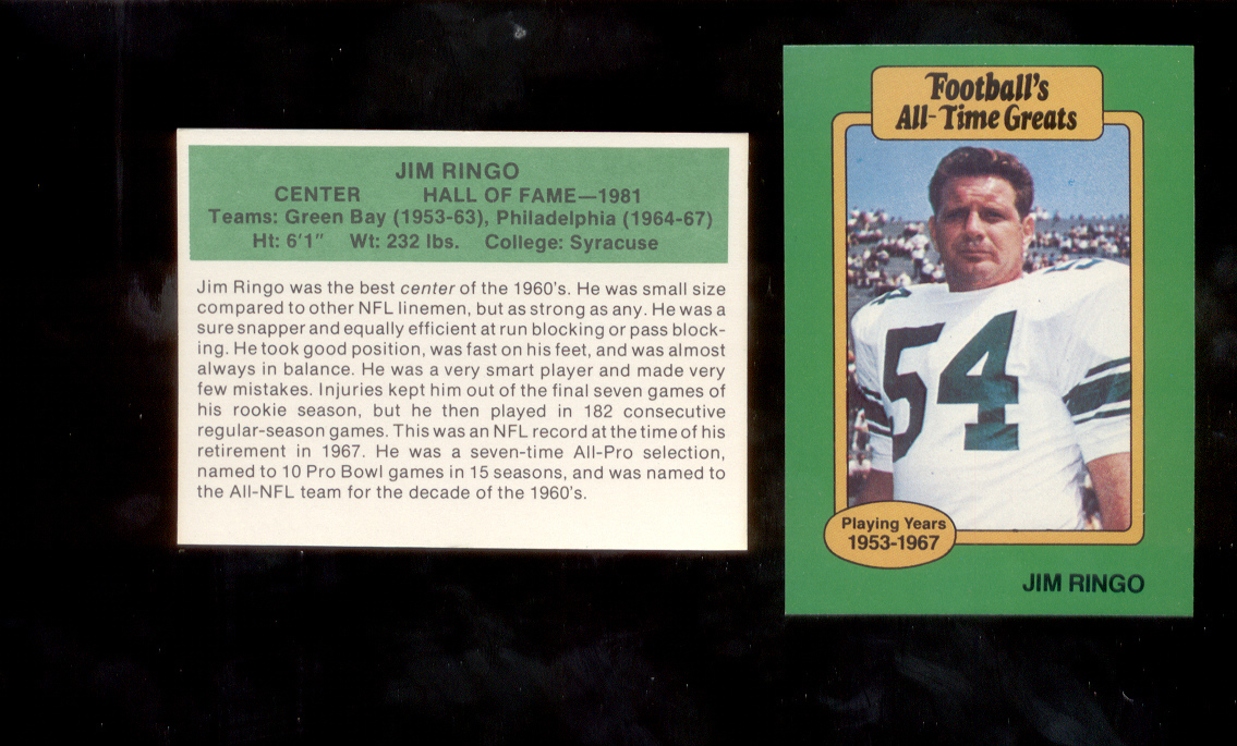 1985 Sears JIM RINGO Green Bay Packers Eagles "Football's All-Time ...