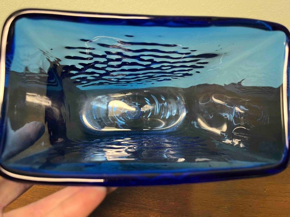 Stunning Vintage Blenko Textured Blue Azure Square Glass Vase 894 | eBay