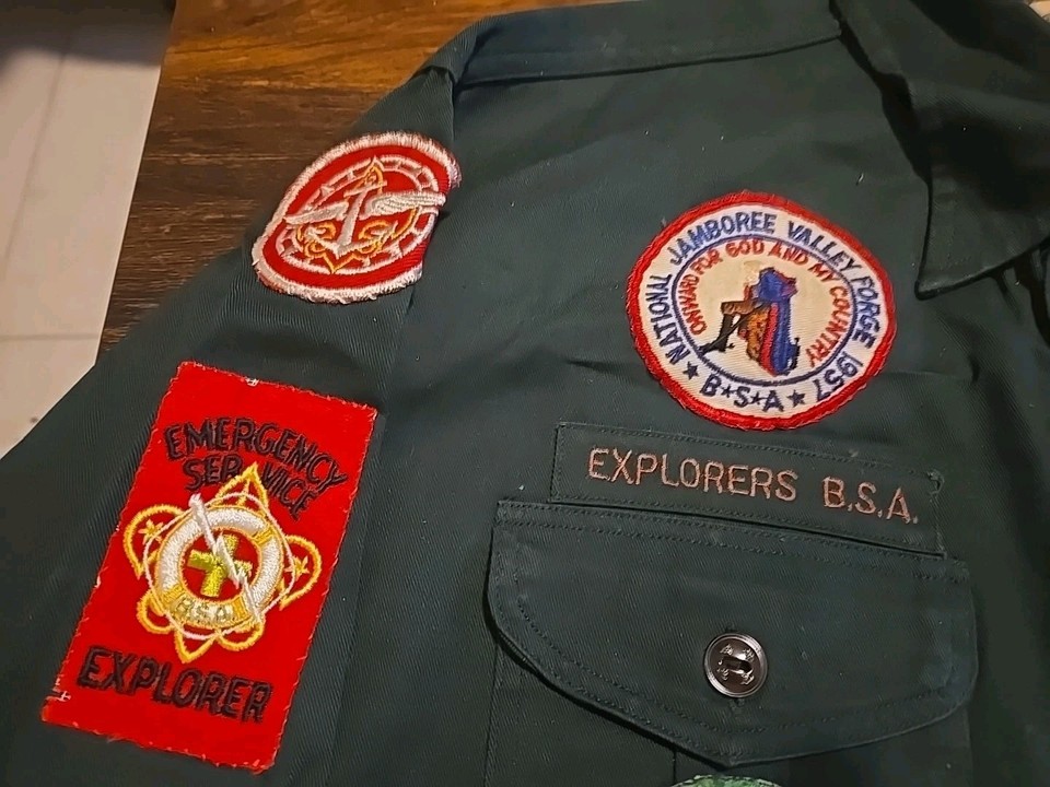 Vintage Boy Scouts Of America Explorers Uniform Shirt Men Medium Green ...