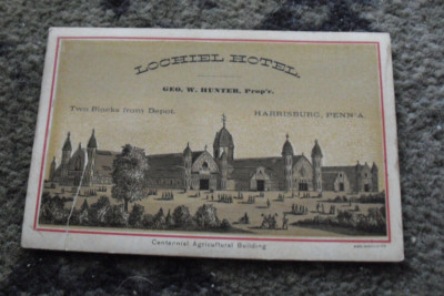 Late 1800s VTC Victorian Advertising Card Lochiel Hotel Harrisburg PA ...