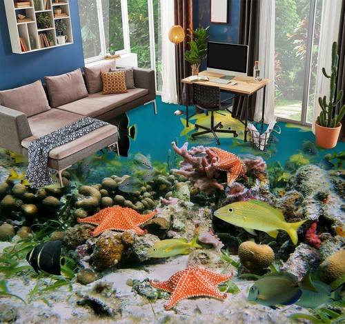 3D Ocean Fish 19225NA Floor WallPaper Murals Wall Print 5D AJ WALLPAPER ...