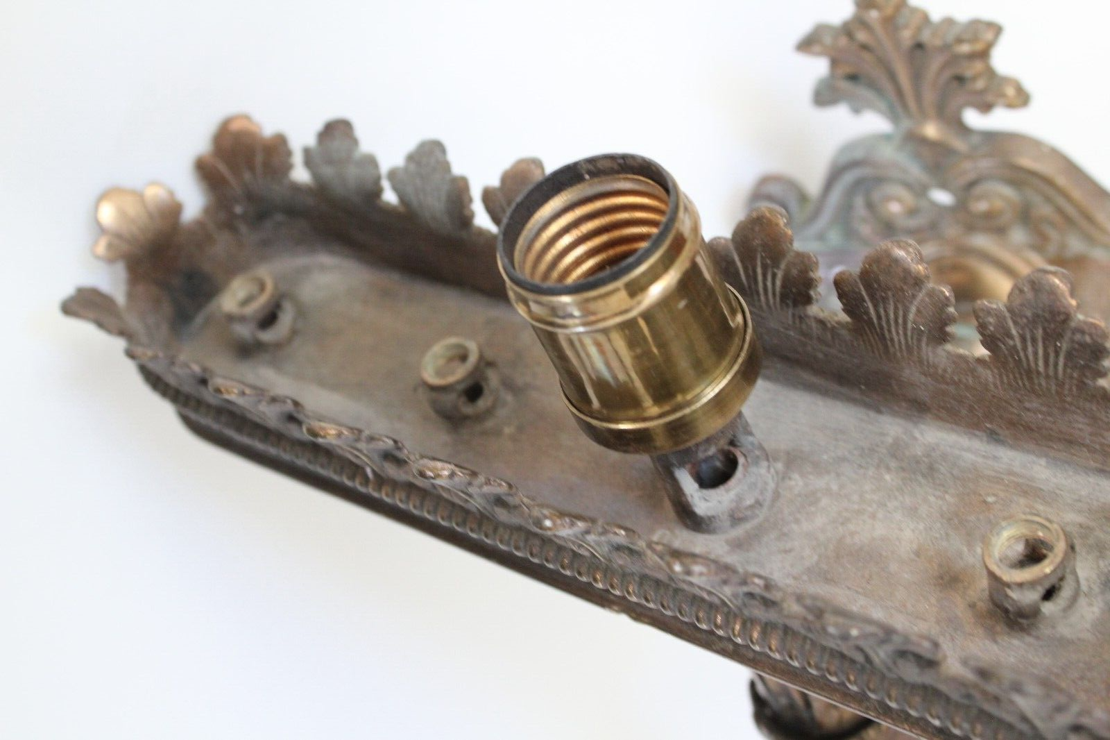 antique brass light sconce | victorian light vtg deco old brass light ...