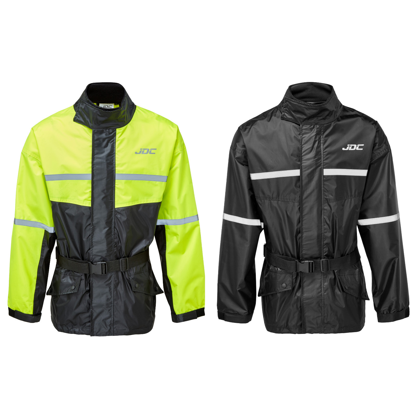 JDC Motorcycle Motorbike Waterproof Rain Over Jacket Hi-Vis Black ...