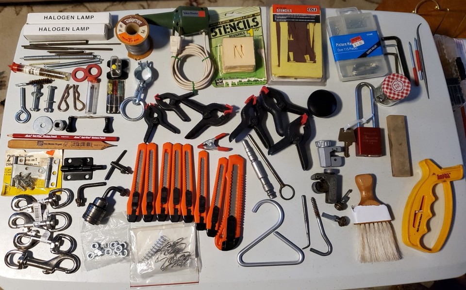 TOOL BOX JUNK DRAWER LOT MISC HARDWARE FLASHLIGHT BULBS ETC | eBay