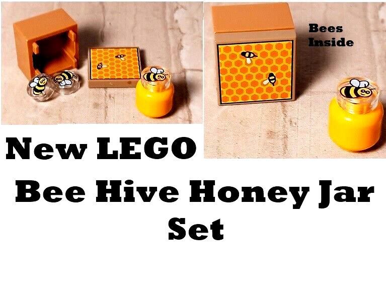 New LEGO Honeycomb Hive Bubble Honey Jar Bee Swarm Printed Beehive Box ...