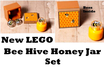 New LEGO Honeycomb Hive Bubble Honey Jar Bee Swarm Printed Beehive Box ...