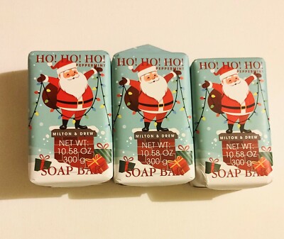 MILTON & DREW ENGLAND Peppermint Christmas SOAP BAR 10.58 OZ (3 PIECES ...