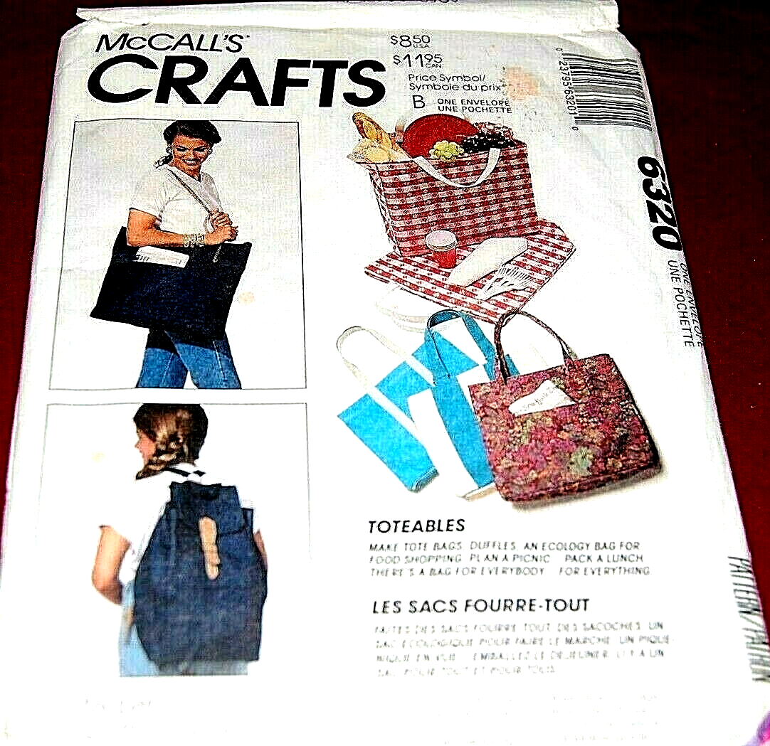 McCalls Pattern # 6320 - Tote Bags, Duffles, Ecology Bags, Backpack ...