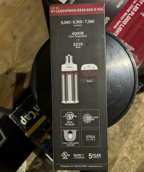 KEYSTONE KT-LED54PSHID-EX39-840-D/G4 Corncob Lamp Power Select 36w/45w ...