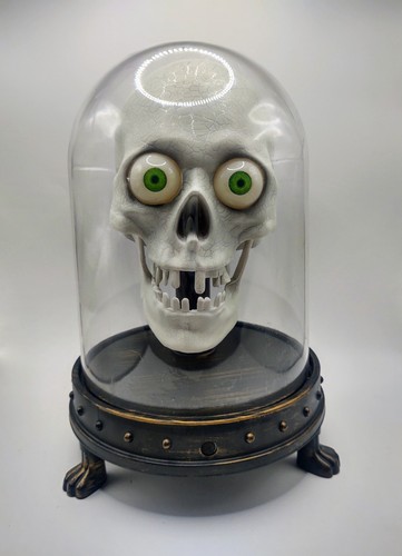 Gemmy Halloween Skull Lights Up Eyes Speak Repeats TESTED | eBay