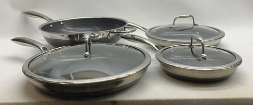 HexClad Hybrid Nonstick 7-Piece Cookware Cooking Pan Set with Lids ...