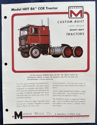 Marmon HDT 86" COE Cabover sales sheet | eBay
