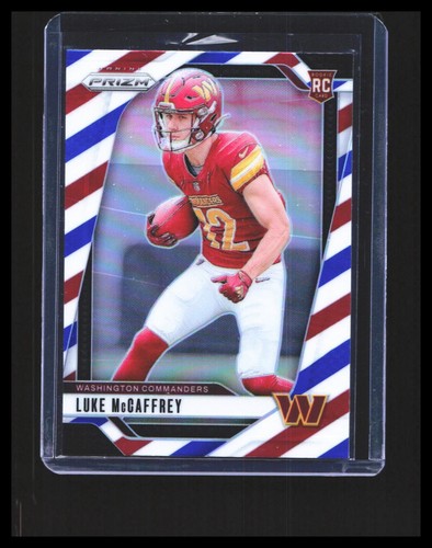 2024 Luke McCaffrey Rookie Card - Panini Red White & Blue Prizm #367 ...