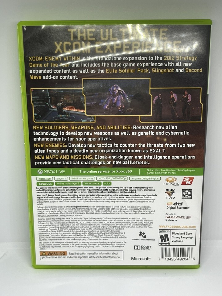 XCOM: Enemy Within Commander Edition (Microsoft Xbox 360, 2013 ...