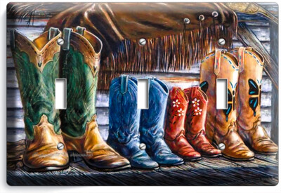 COUNTRY FAMILY WESTERN COLORADO COWBOY BOOTS 3 GANG LIGHTSWITCH PLATE ...