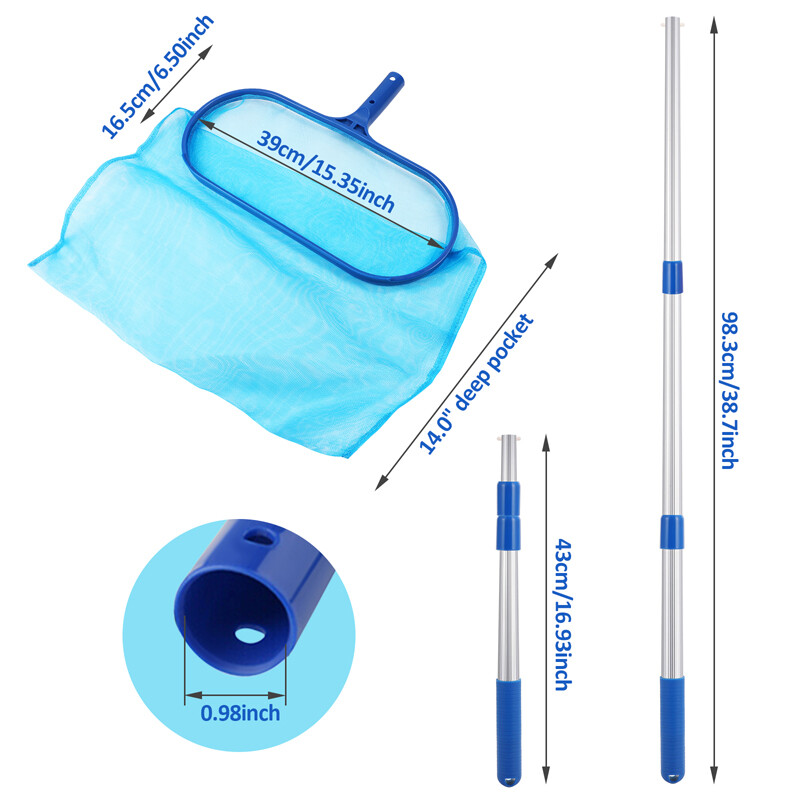 Swimming Pool Deep Leaf Net Cleaning Skimmer Net Rake Mesh Bag w ...