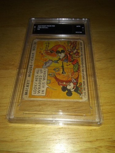 1935 MICKEY MOUSE Gum CARD Type I Rare #16 Look He's All Wrapped WALT ...