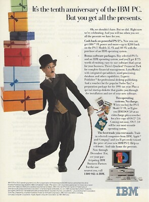 1991 IBM PC Computer PS/2 Charlie Chaplin vintage Print Ad 90's ...