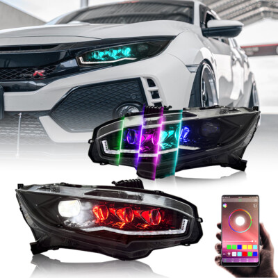RGB LED Headlights For Honda Civic 2016-2021 FK7 FK8 Type R Head Lamp ...