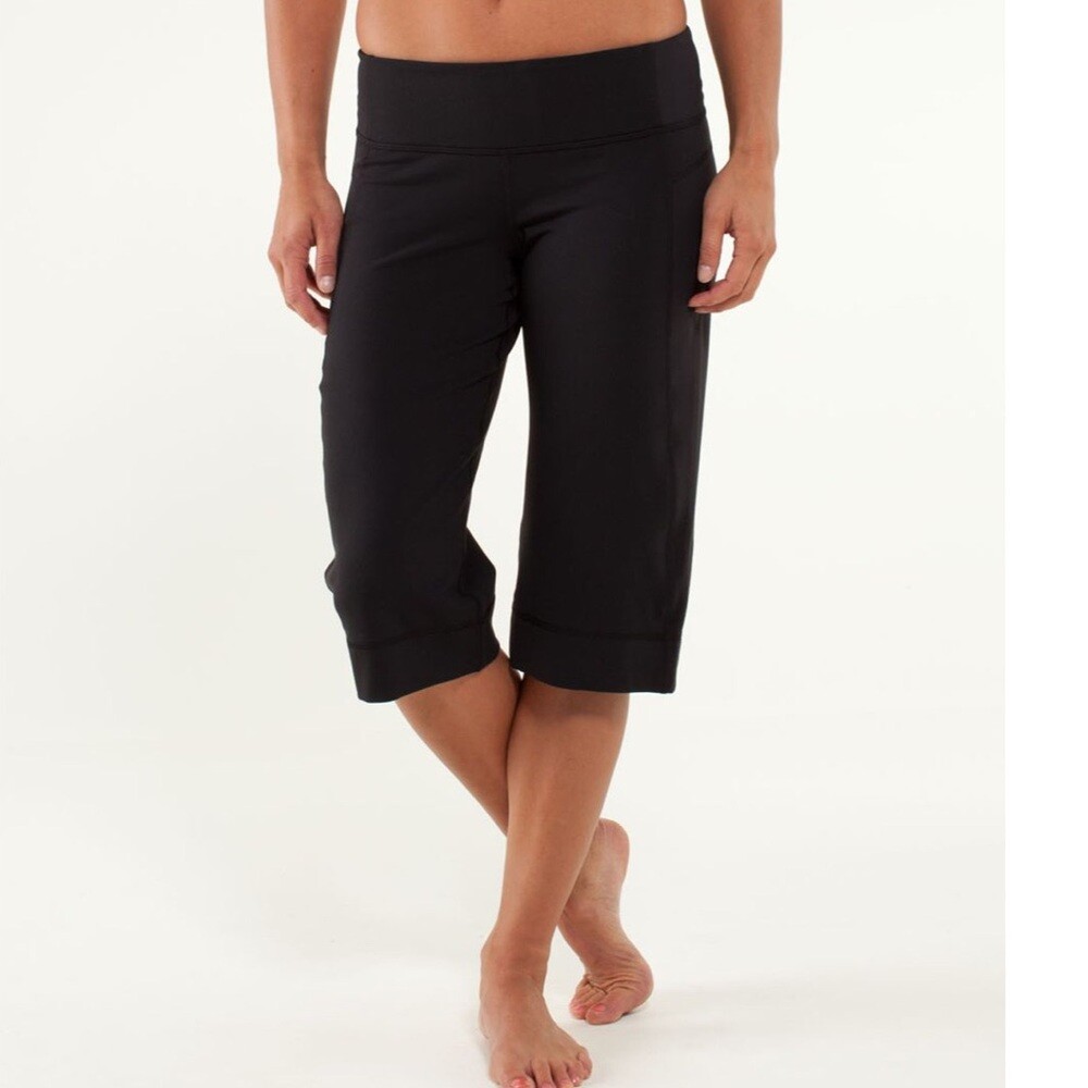 Lululemon Black Clam Digger Crop Pants Ribbed Waistba… - Gem