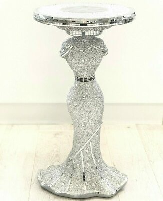 Silver Mirrored Side Table Modern Plant Stands Bed Side Sparkle End ...